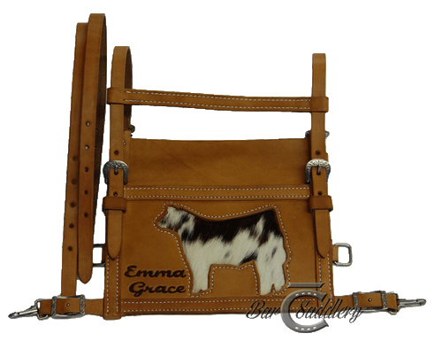 Custom Leather Livestock Exhibitor Show Number Holder Harness - Inlay ...