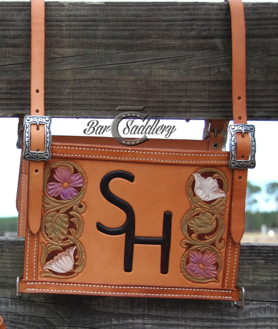 Custom Leather Livestock Exhibitor Show Number Holder Harness - Brand ...